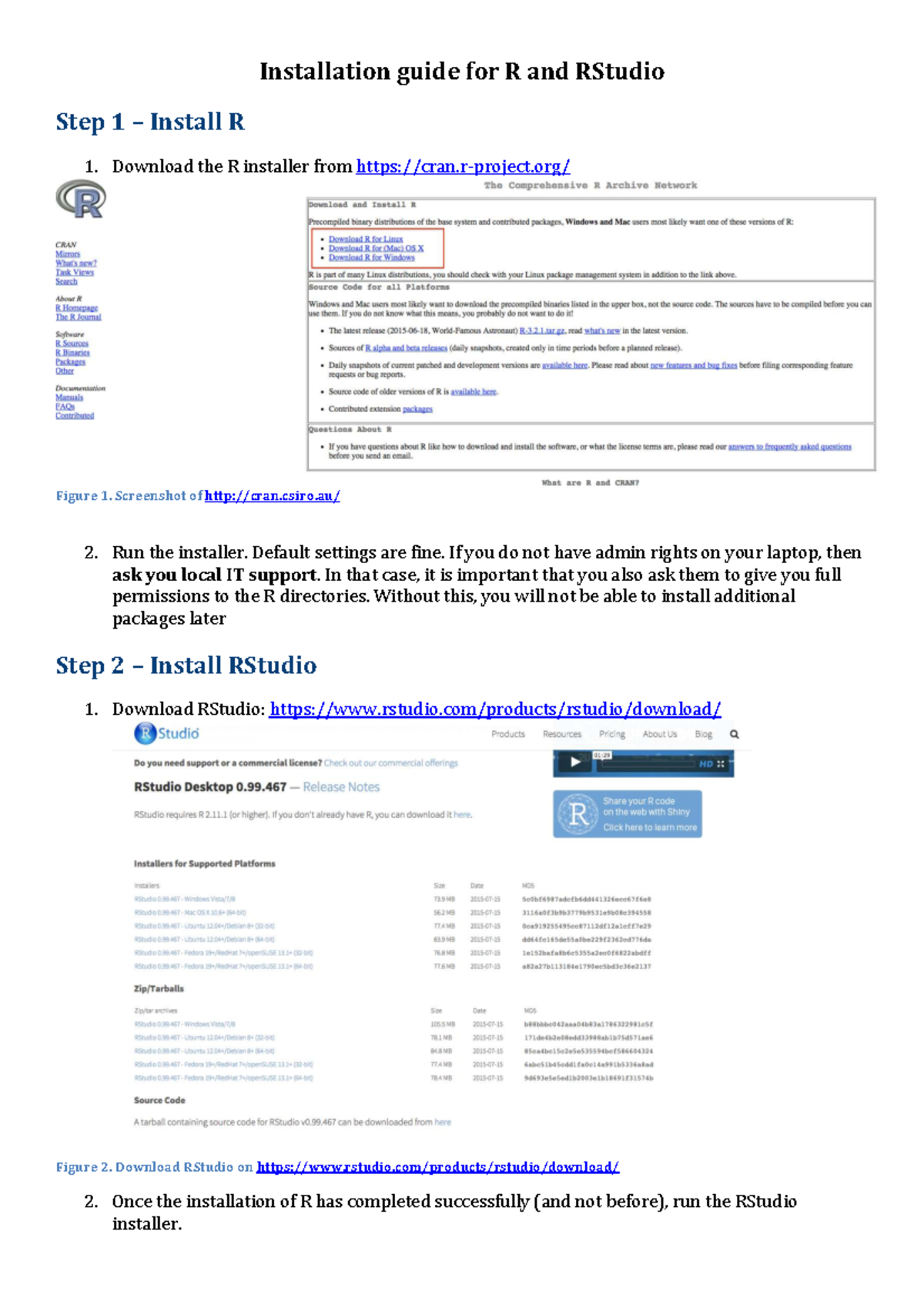Installation guide for R and RStudio - Download the R installer from ...