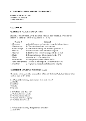 Computer Applications Technology - Grade: 10 - Further Education and ...