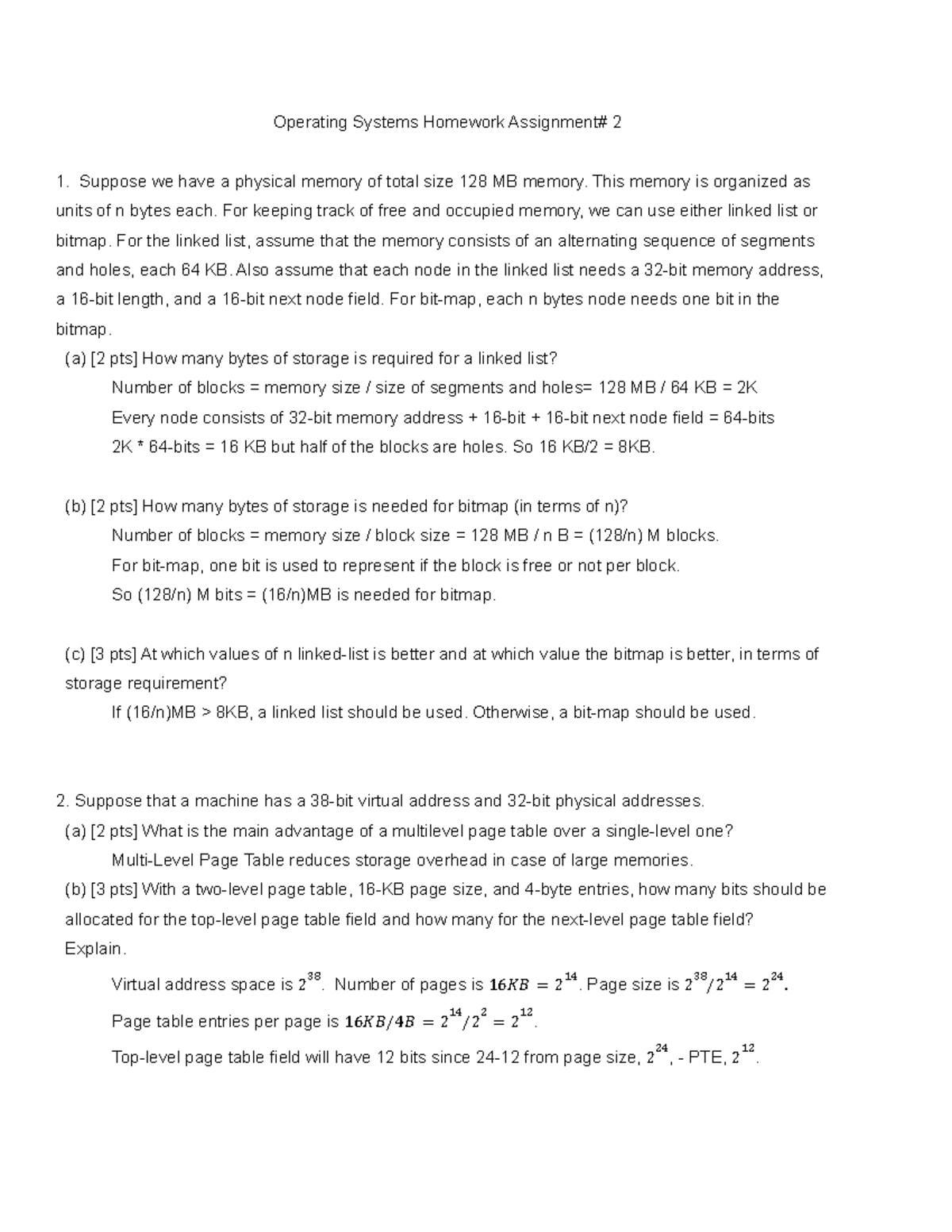 OS HW2 - Operating Systems Homework #2 Summary and Solutions - Studocu