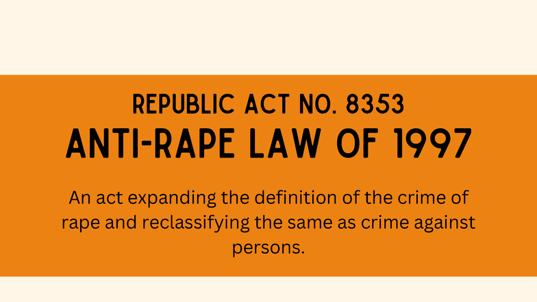 Republic Act No. 8353: Redefining Rape as a Crime Against Persons - Studocu
