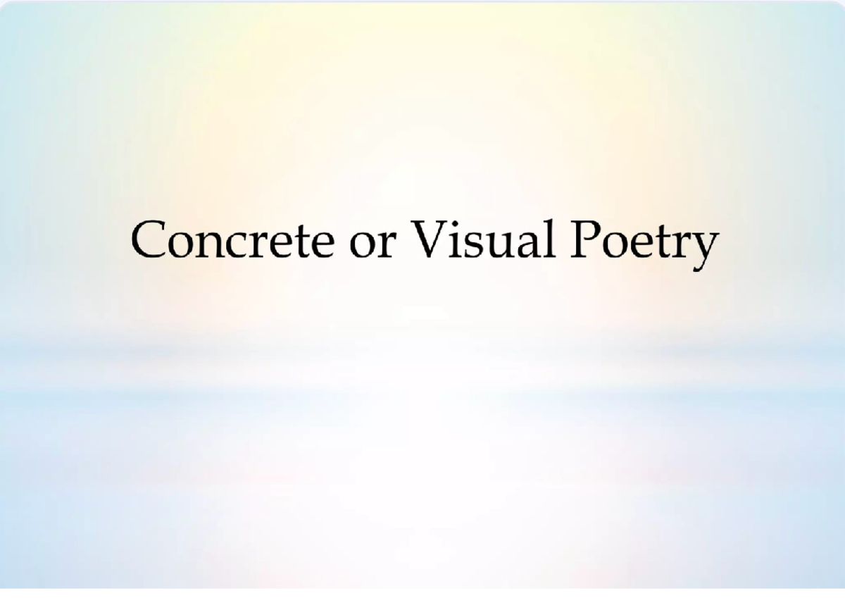 ENG 201: Visual Poetry - Exploring Concrete Poem Creation - Studocu