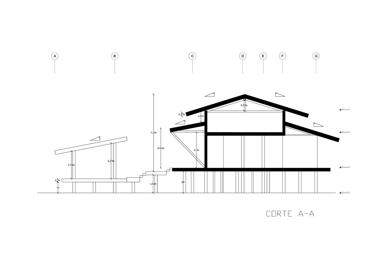 Corte aa - diseño arquitectónico - A B C D E F G 7 0,97m 7 0,33m 1,02m ...