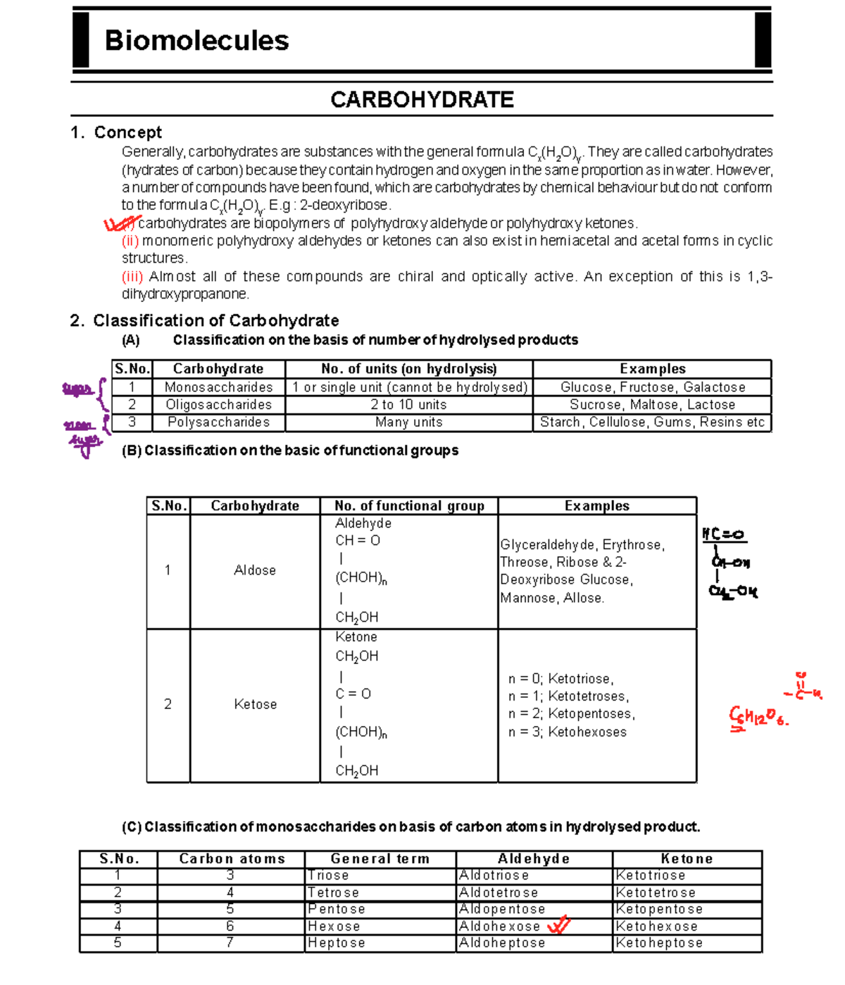 Biomolecules 1: Carbohydrates - Comprehensive Study Notes - Studocu