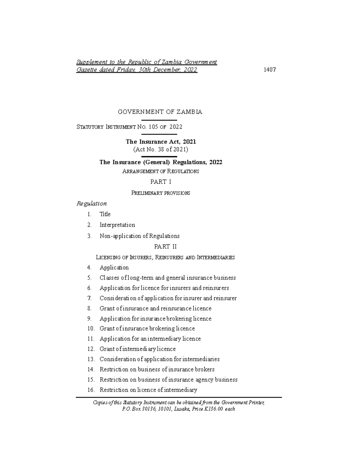 S.I. No. 105 of 2022: The Insurance (General) Regulations Overview ...