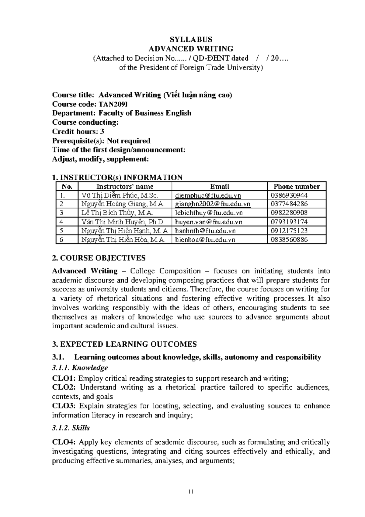 14. TAN209I - Advanced Writing Course Syllabus and Assessment Guide ...