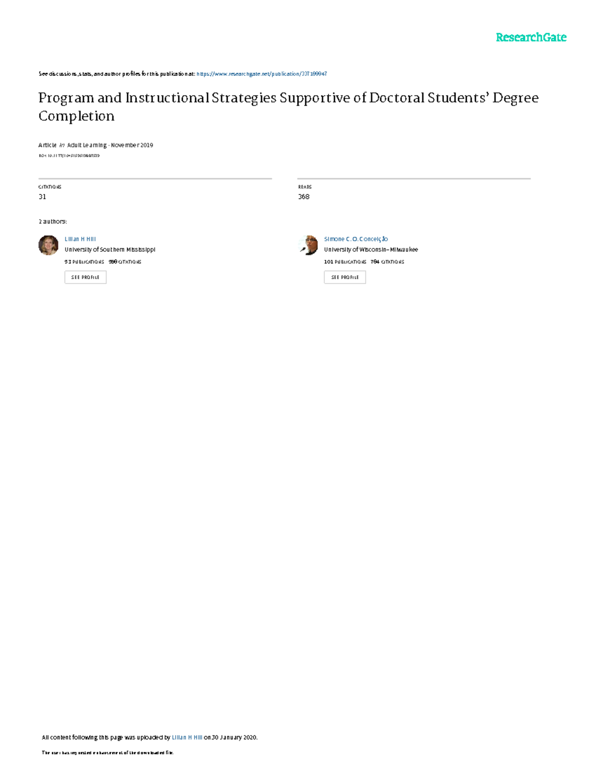 Four-Dimensional Model for Doctoral Student Support (AERC 2019) - Studocu