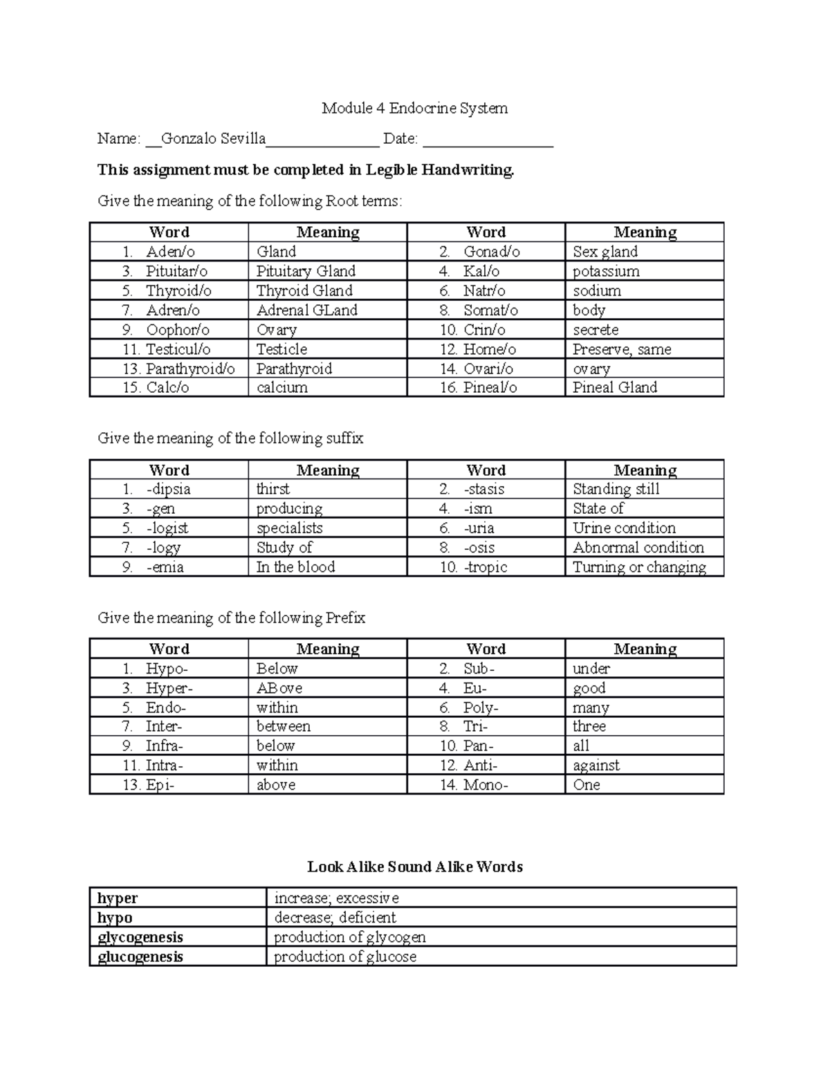 BIO 202 Module 4 Endocrine System Medical Terminology Study Guide - Studocu