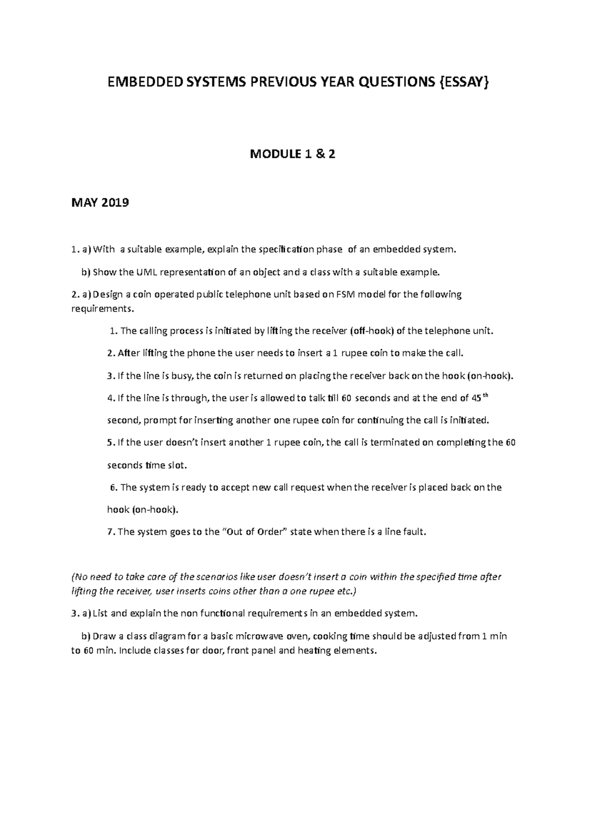 CS 404 ES PREV QP - Comprehensive Guide to Embedded Systems Questions - Studocu