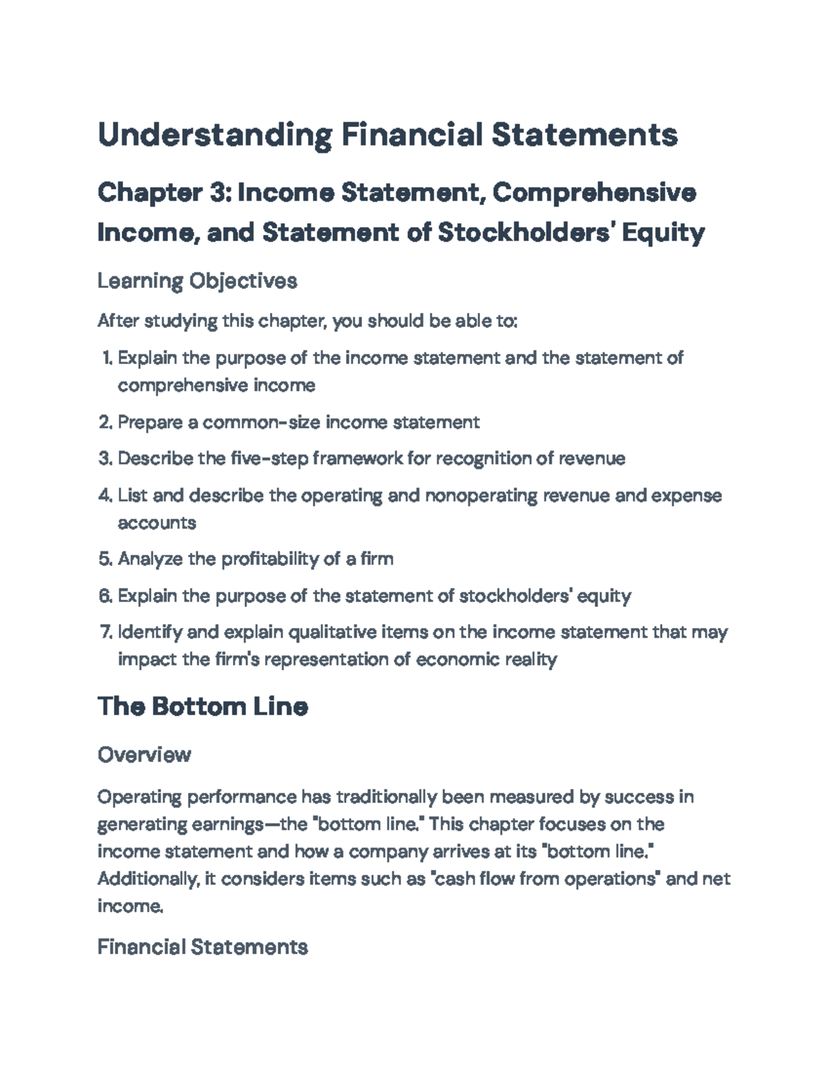 Understanding Financial Statements: Income Statement & Equity Analysis ...