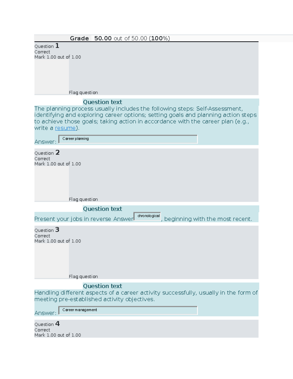 Practicum Prelim Exam 1-50: Key Resume and Career Planning Insights ...