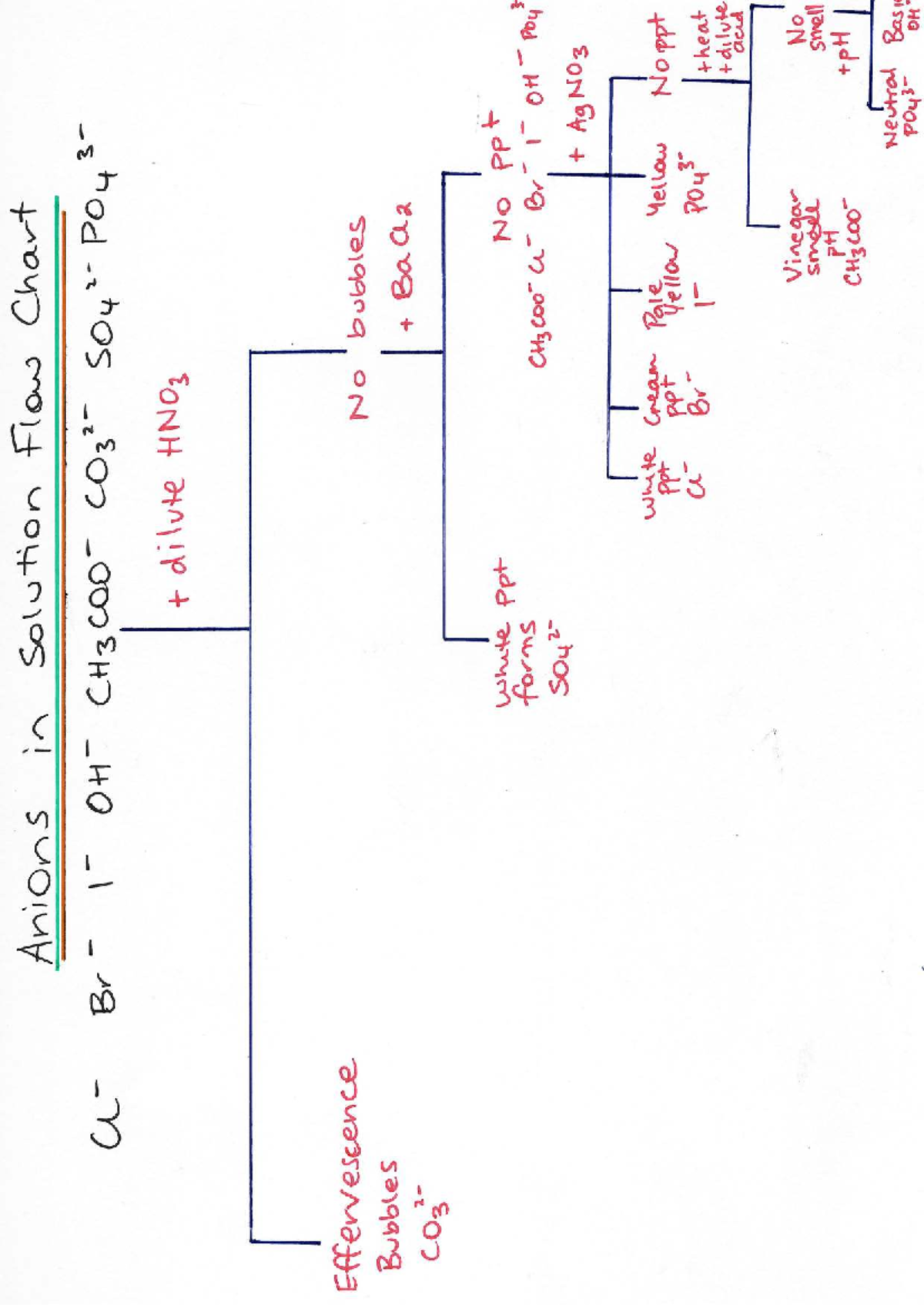 Anion & Cation Flow Chart: Identifying Reactions in Solutions - Studocu