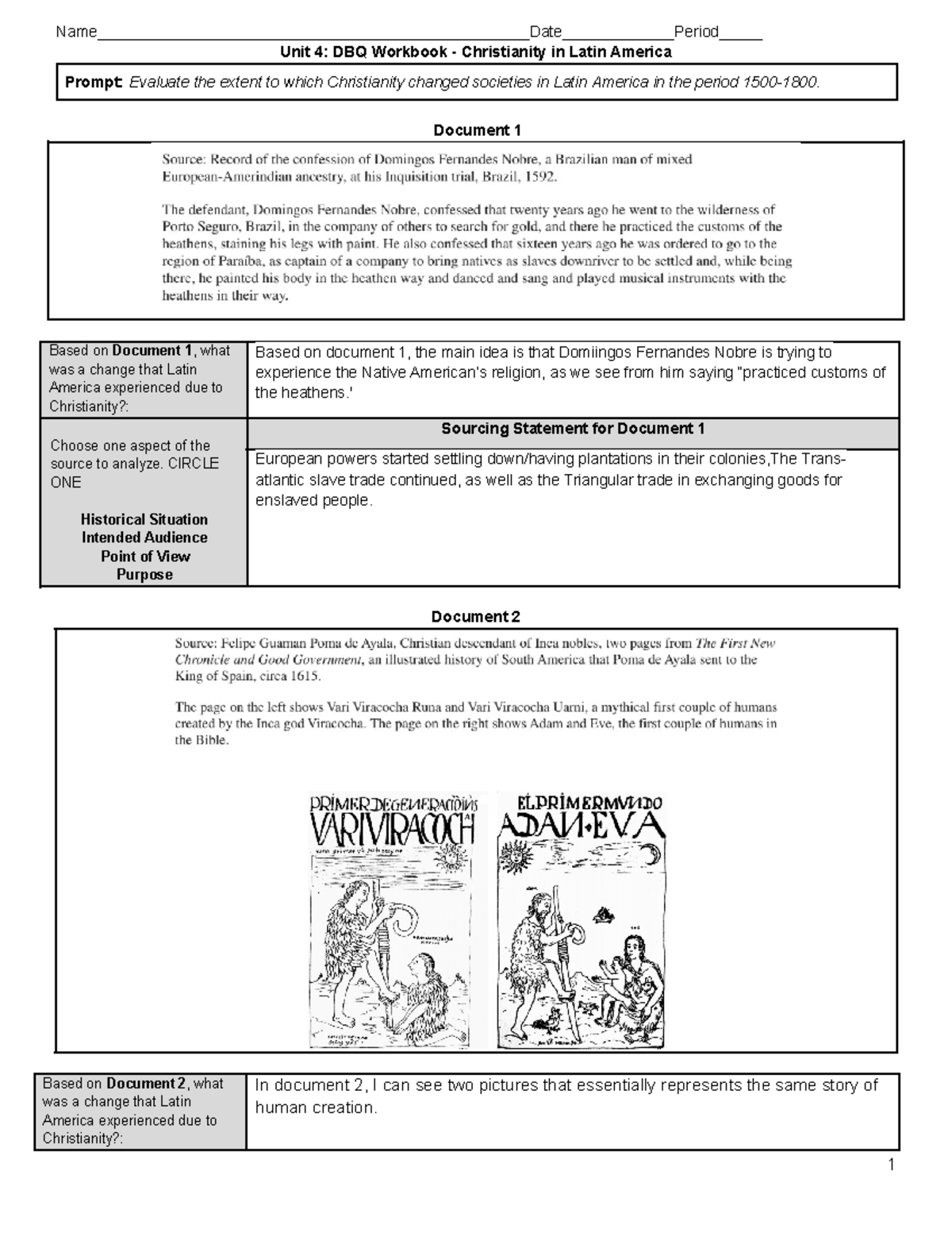 Unit 4 AP World DBQ Analysis - Christianity's Impact in Latin America ...