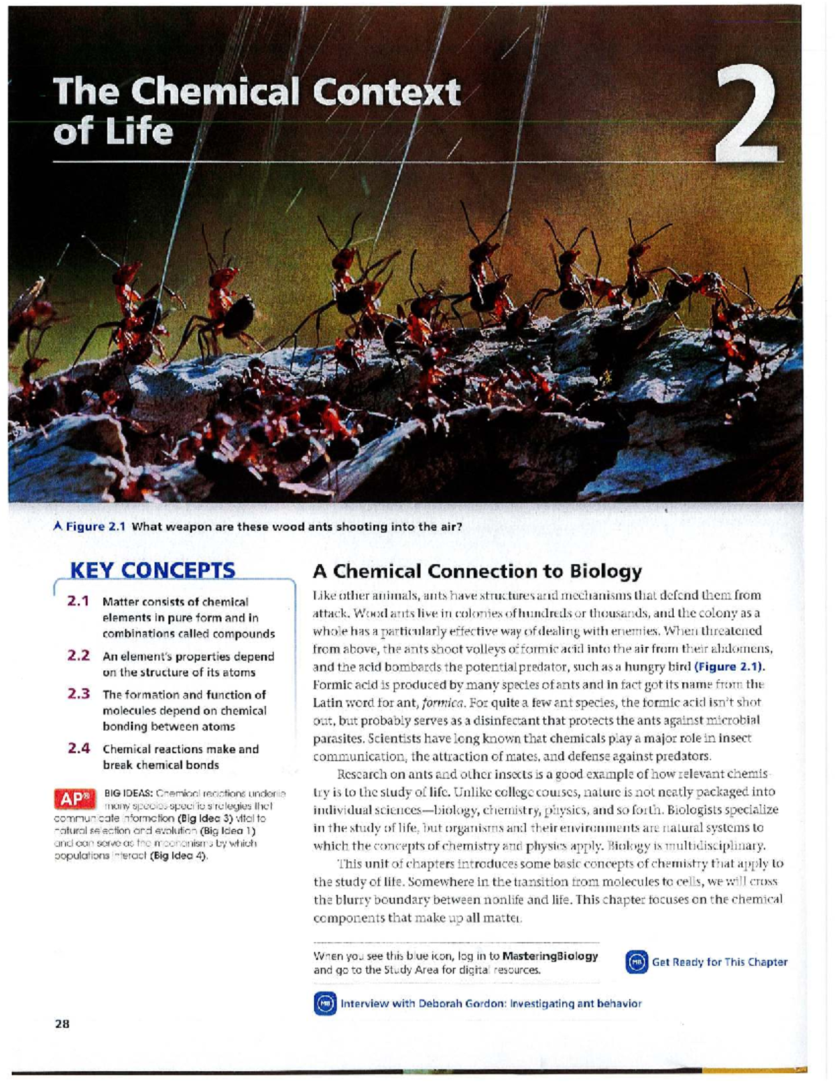 Campbell Biology Chapter 2: The Chemical Context of Life Study Guide ...