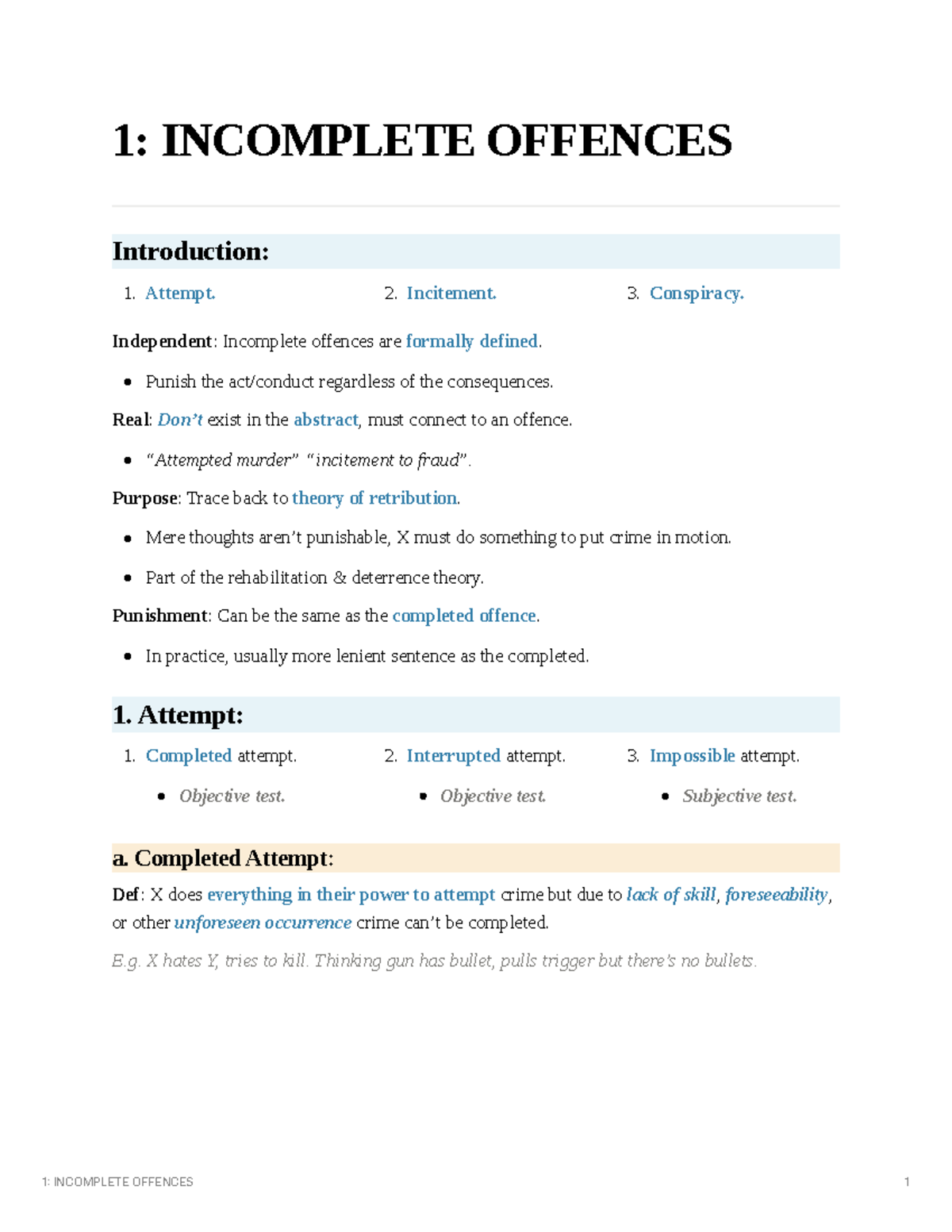 Incomplete Offences Overview: Attempt, Incitement, and Conspiracy ...