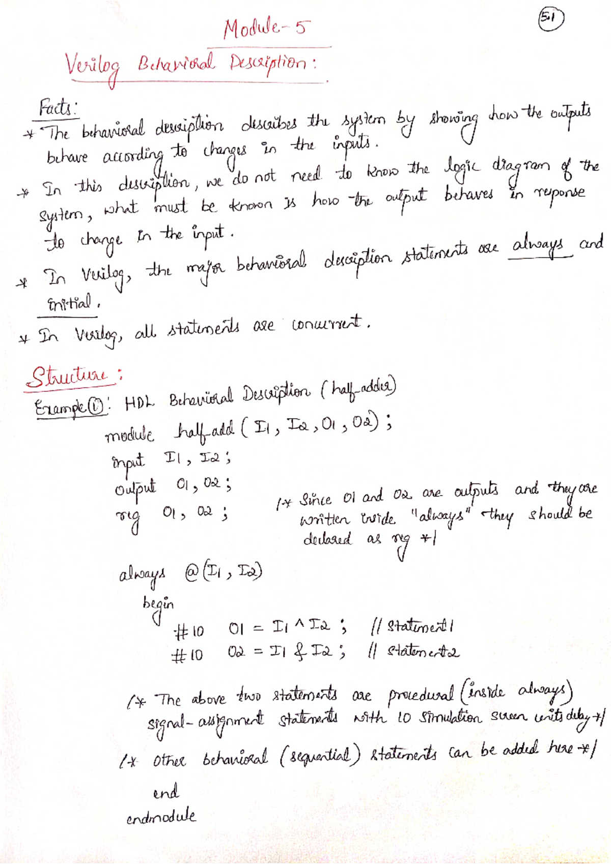 Module 5 DSD Verilog - ..... - 5 Verilog Behavioral Description : Facts ...