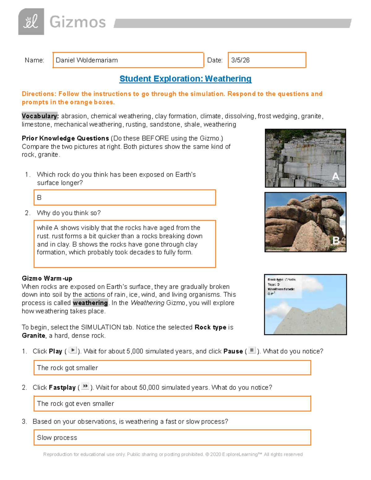 Weathering Simulation Exploration (SE) - Daniel Woldemariam - Studocu
