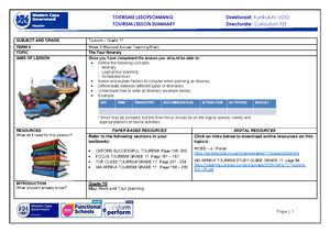 312453613 Tourism Grade 10 Self Study Guide 1 - TOURISM SELF STUDY ...
