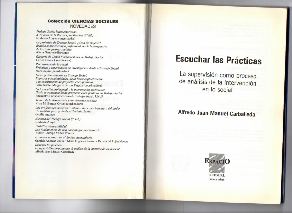Escuchar las Prácticas en Trabajo Social - Reflexiones y Análisis - Studocu
