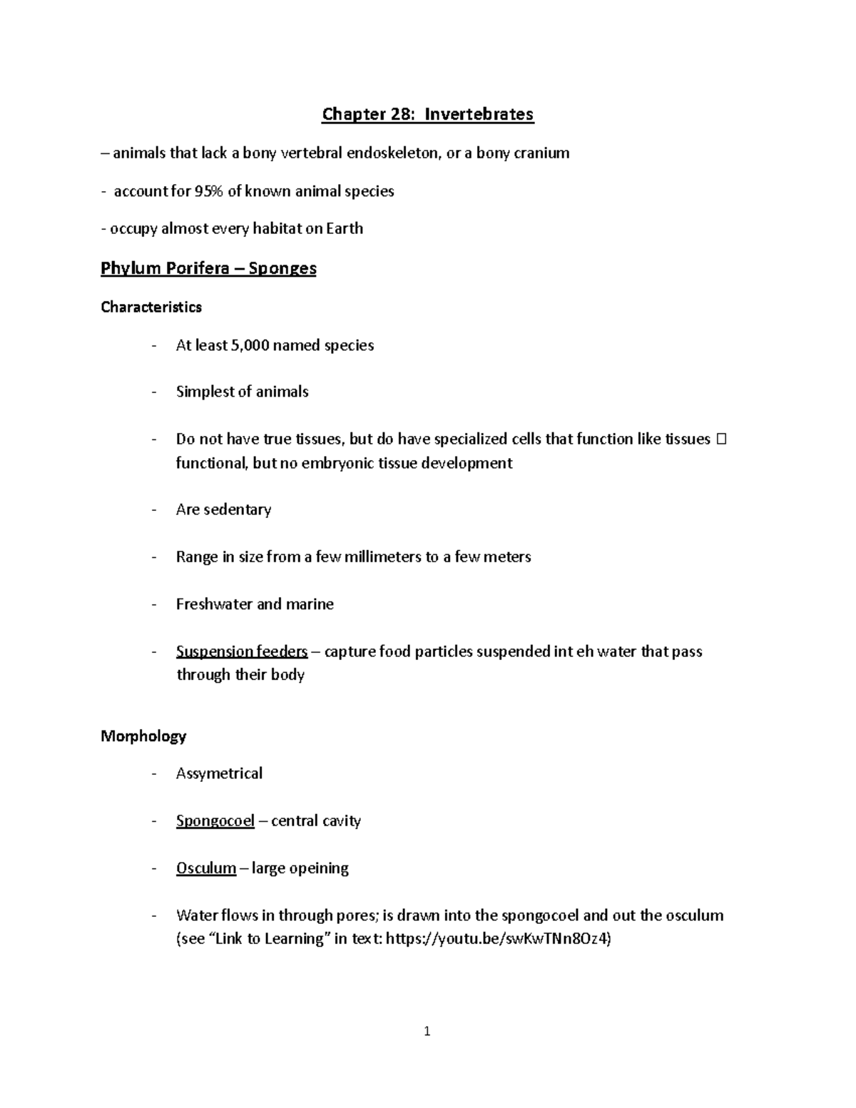 BIO 112 Final Exam Notes: Chapter 28 - Invertebrates Overview - Chapter ...