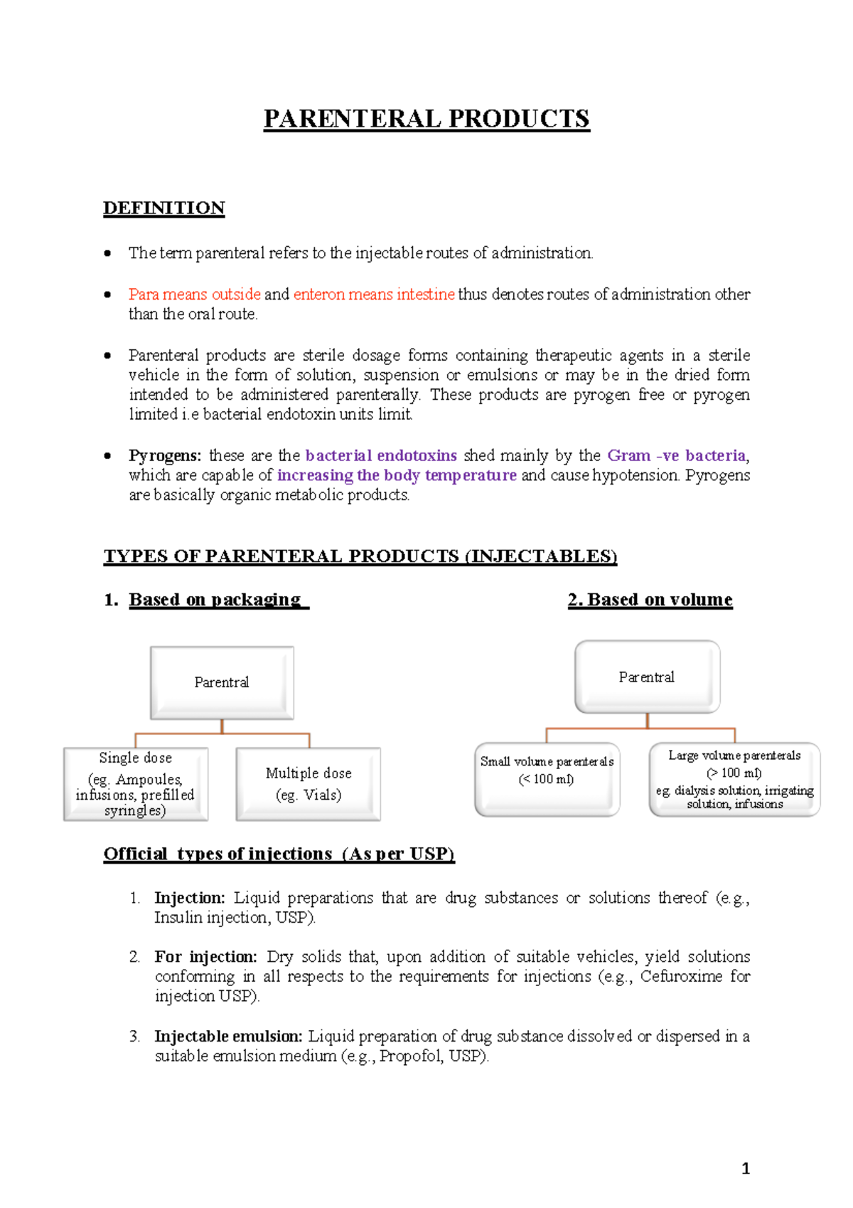 Parenteral - Lecture Notes on Injectable Products (4-8) - Studocu
