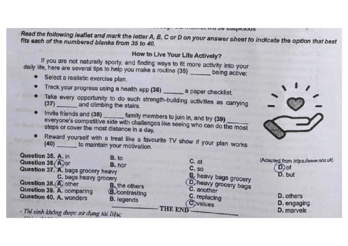 Active Living Tips: Fill in the Blanks (Exam Prep) - Studocu