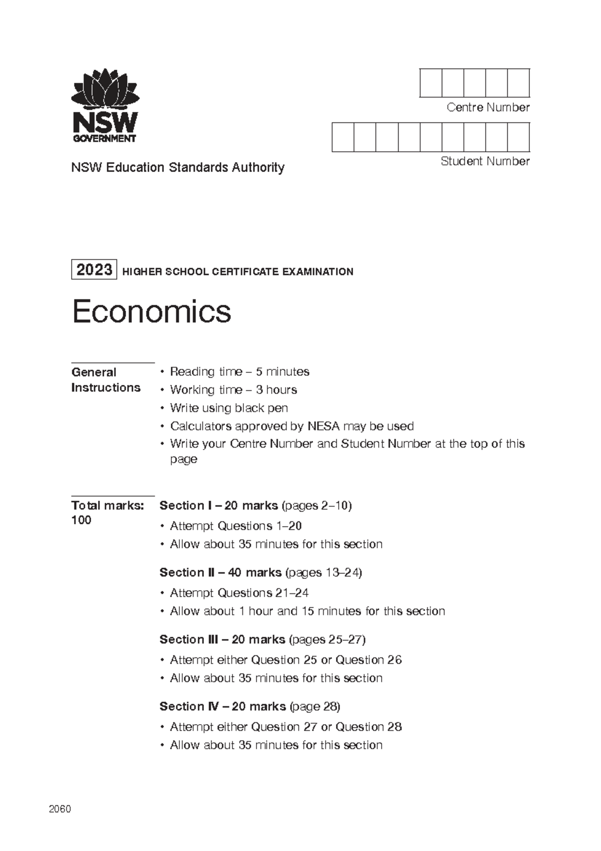 2023 HSC Economics Practice Exam - Comprehensive Guide - Studocu