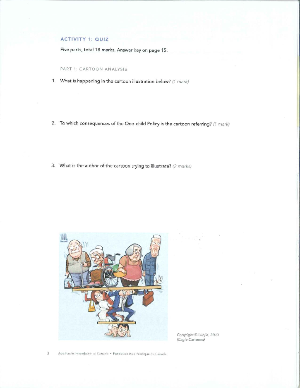 ACTIVITY 1: QUIZ on China’s One Child Policy Analysis - Studocu