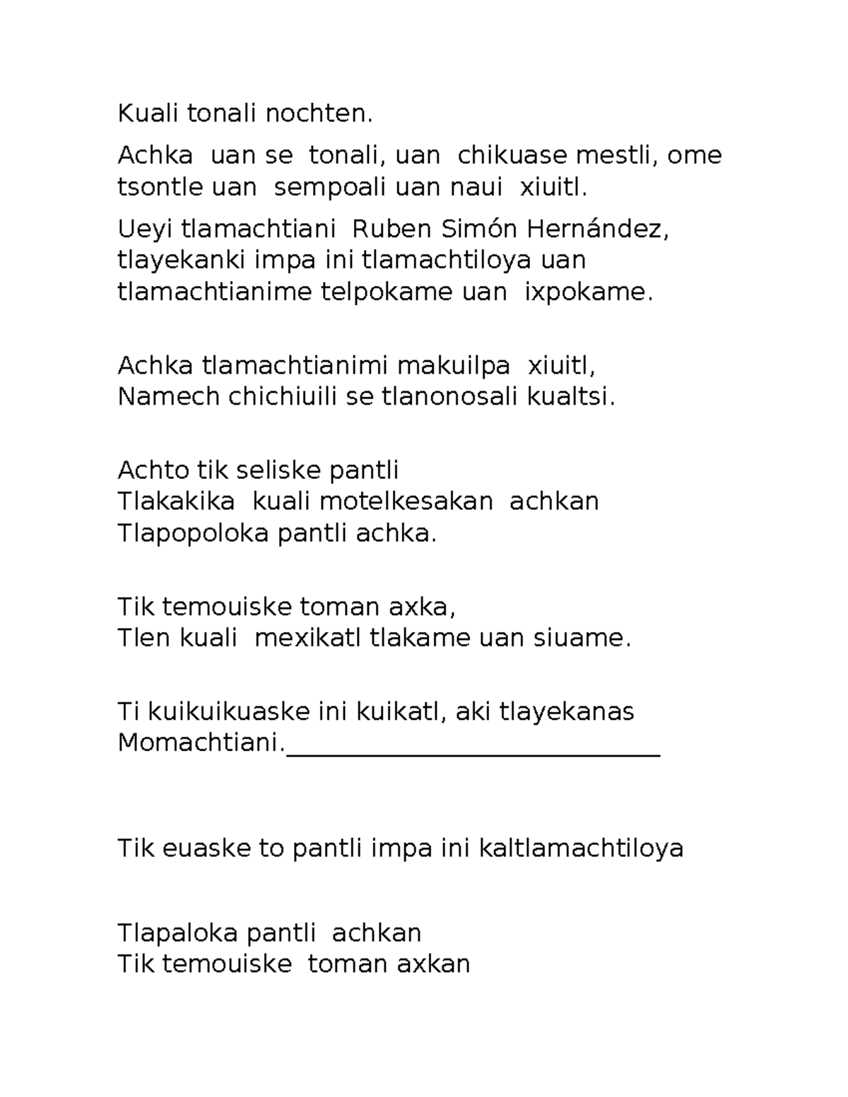 Tsino nomochtensisi - Honores a la bandera en nahuatl - Kuali tonali ...