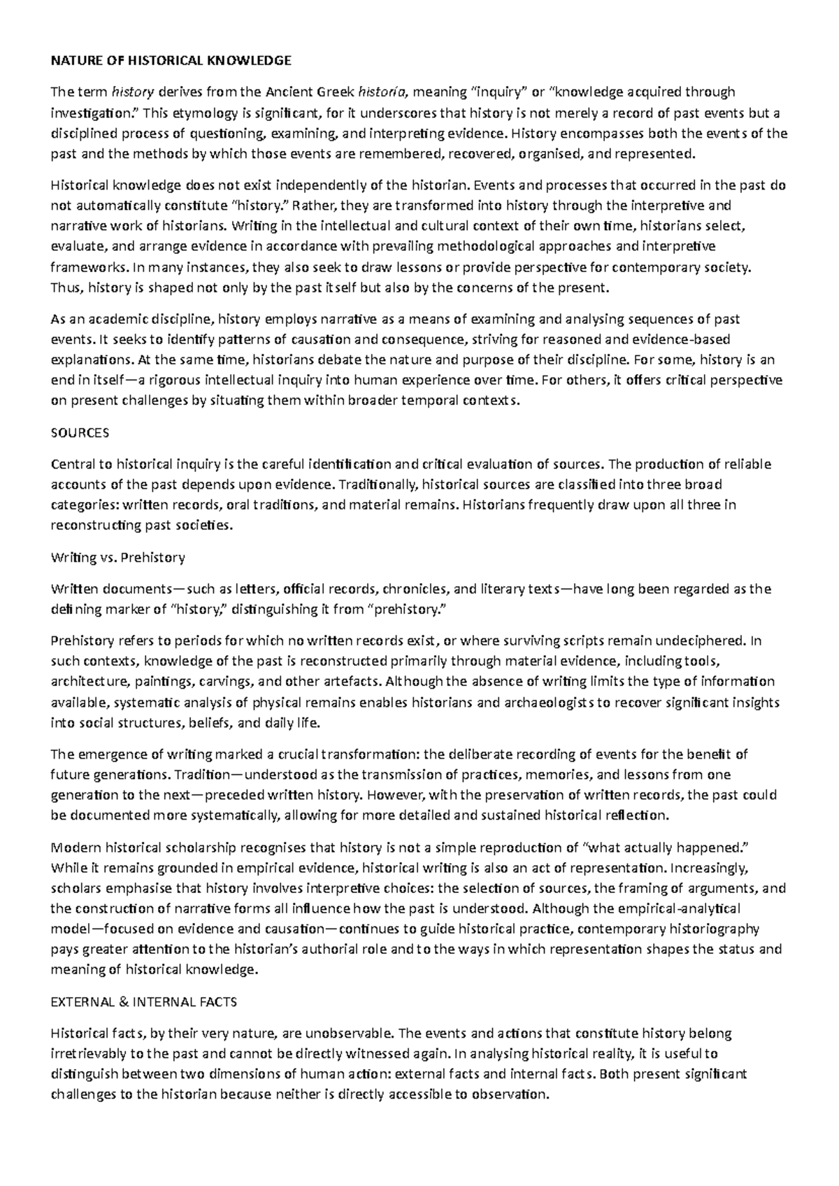 Nature of Historical Knowledge: Understanding Historiography and ...
