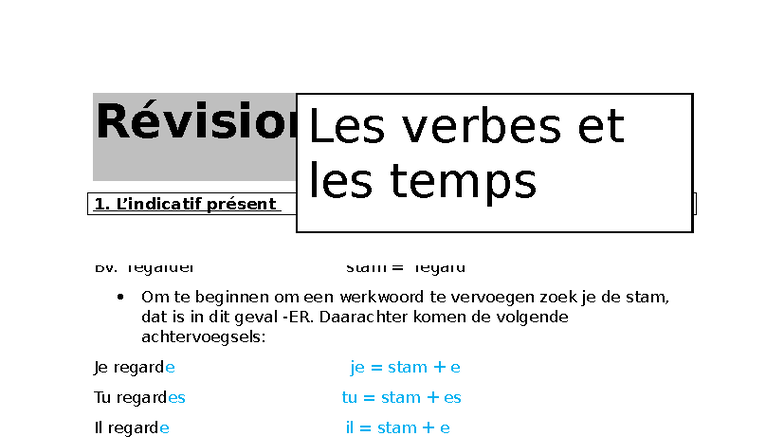 Révision des verbes et des temps - Cours V4 - Studocu