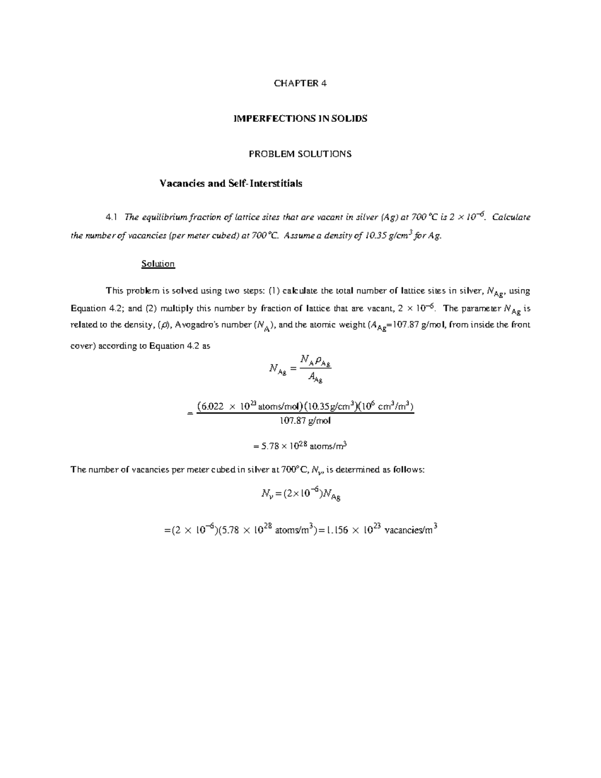 Ch04: Solutions to Imperfections in Solids Problems - Studocu