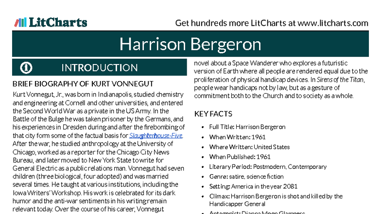 Harrison Bergeron: A LitChart Analysis of Vonnegut's Dystopia - Studocu