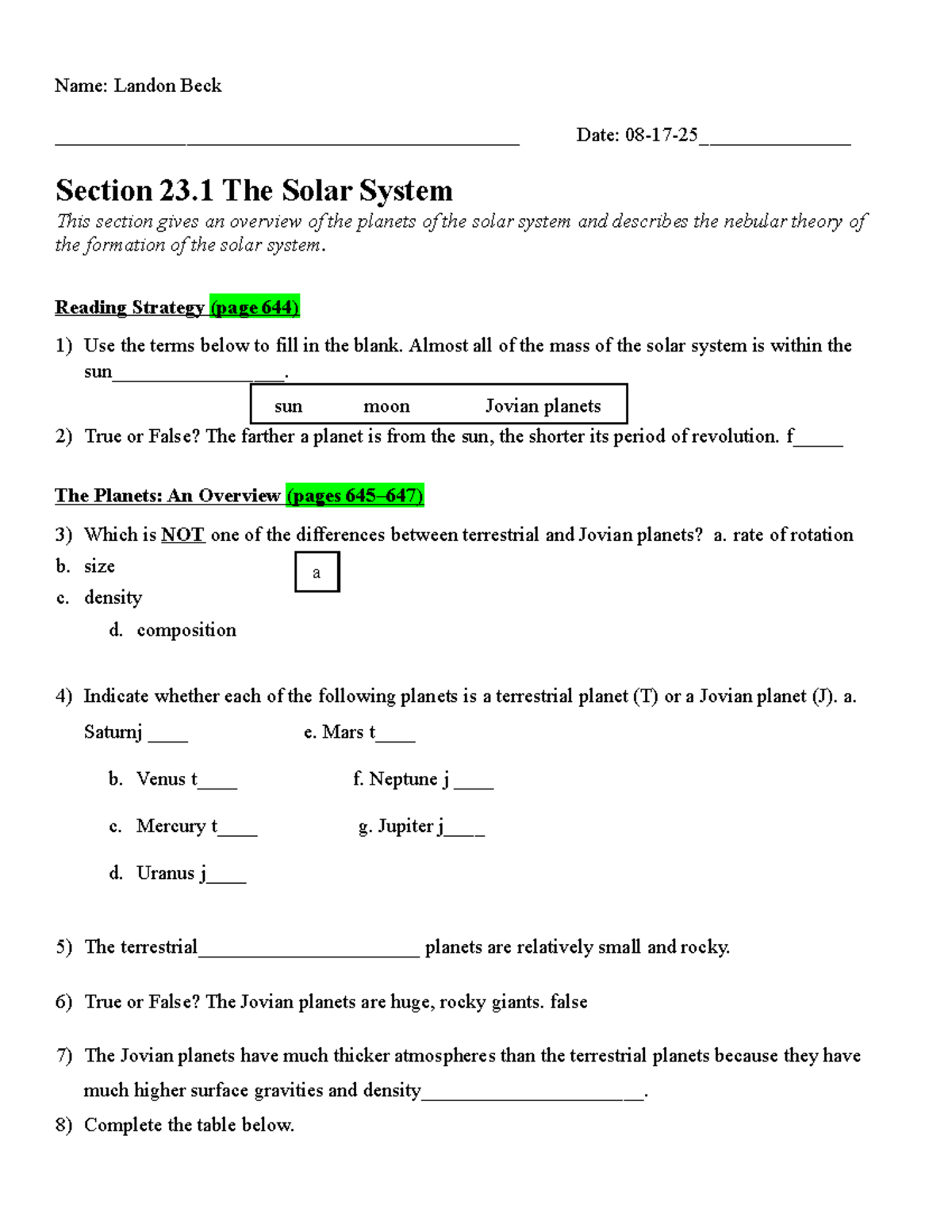 23.1 The Solar System Overview: Planets & Nebular Theory - Studocu