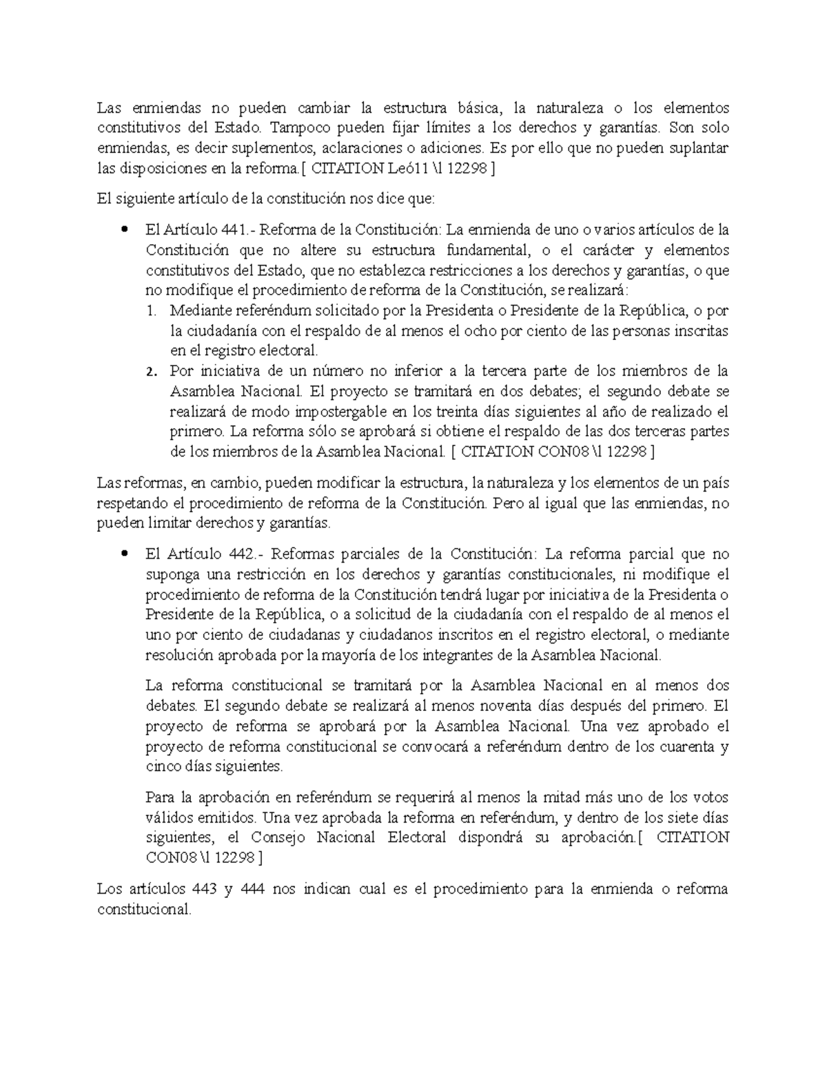 Diferencias entre Enmienda y Reforma Constitucional en Ecuador - Studocu