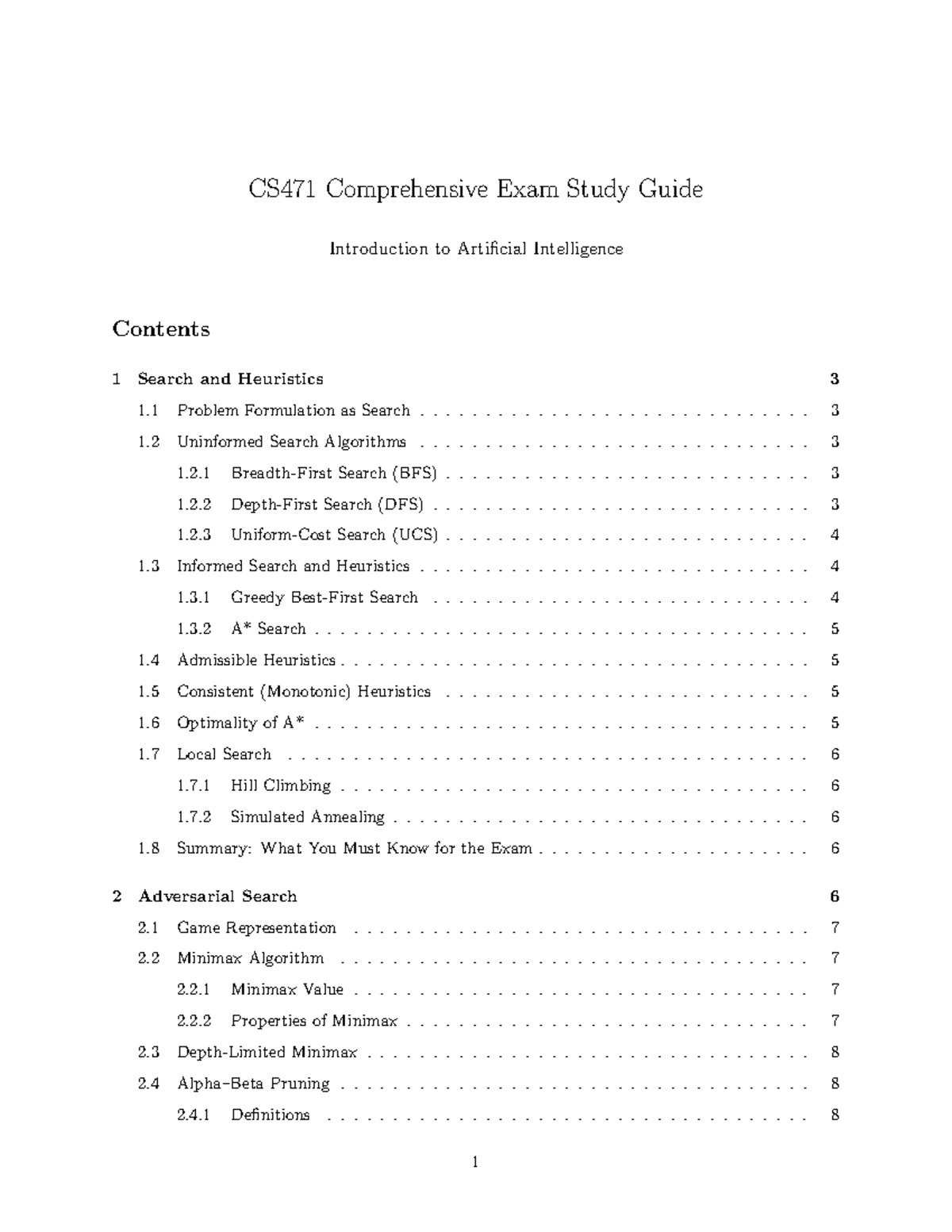 CS471 Comprehensive Exam Study Guide: AI Concepts and Techniques - Studocu