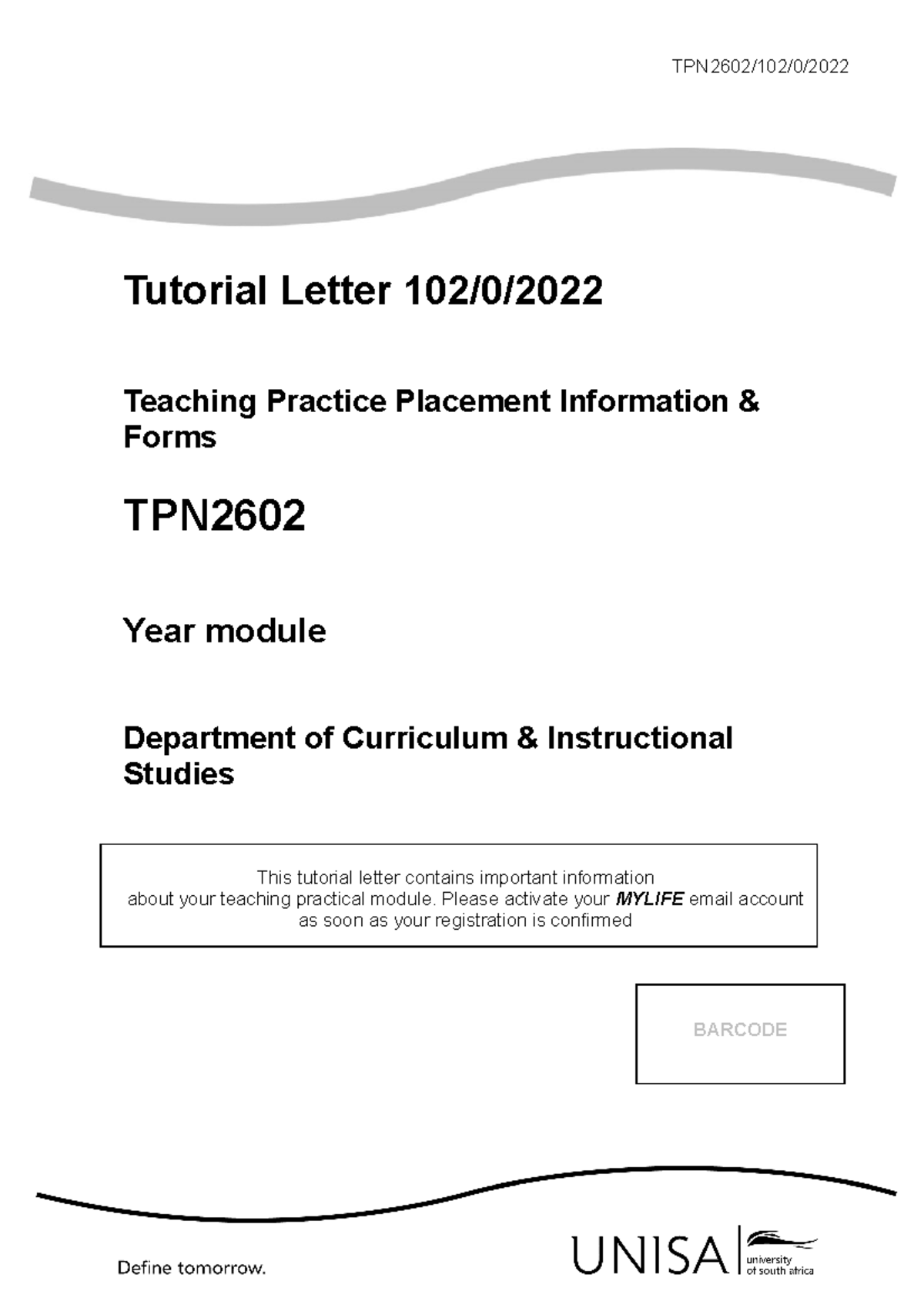 Teaching Practice Placement Info & Guidelines - TPN2602 - 2022 - Studocu