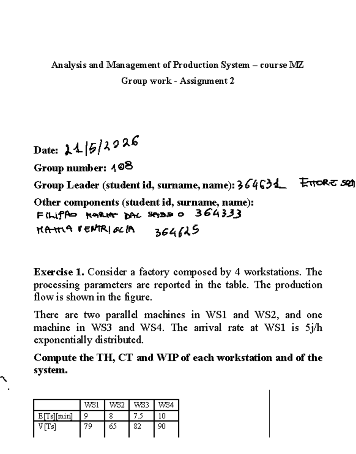 MZ Course: Analysis & Management of Production Systems - Assignment 2 ...