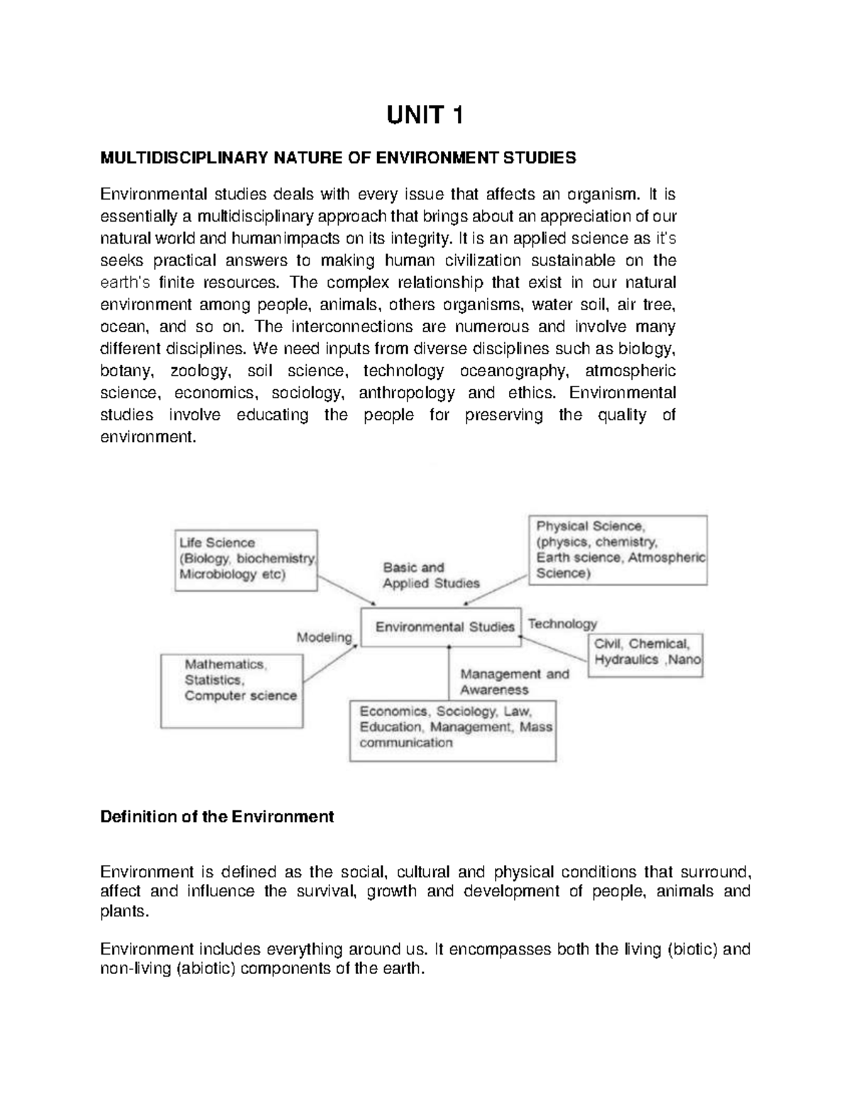 Environmental Studies Unit 1 Notes: Understanding Ecosystems ...