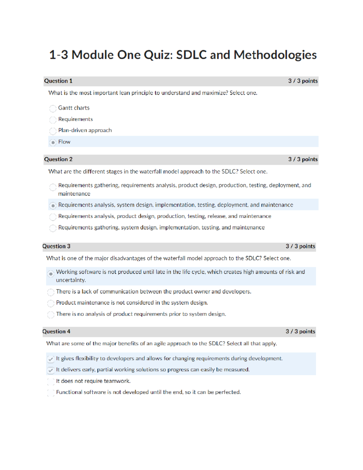 Mod 1-3 Quiz: Exploring SDLC & Methodologies - Studocu