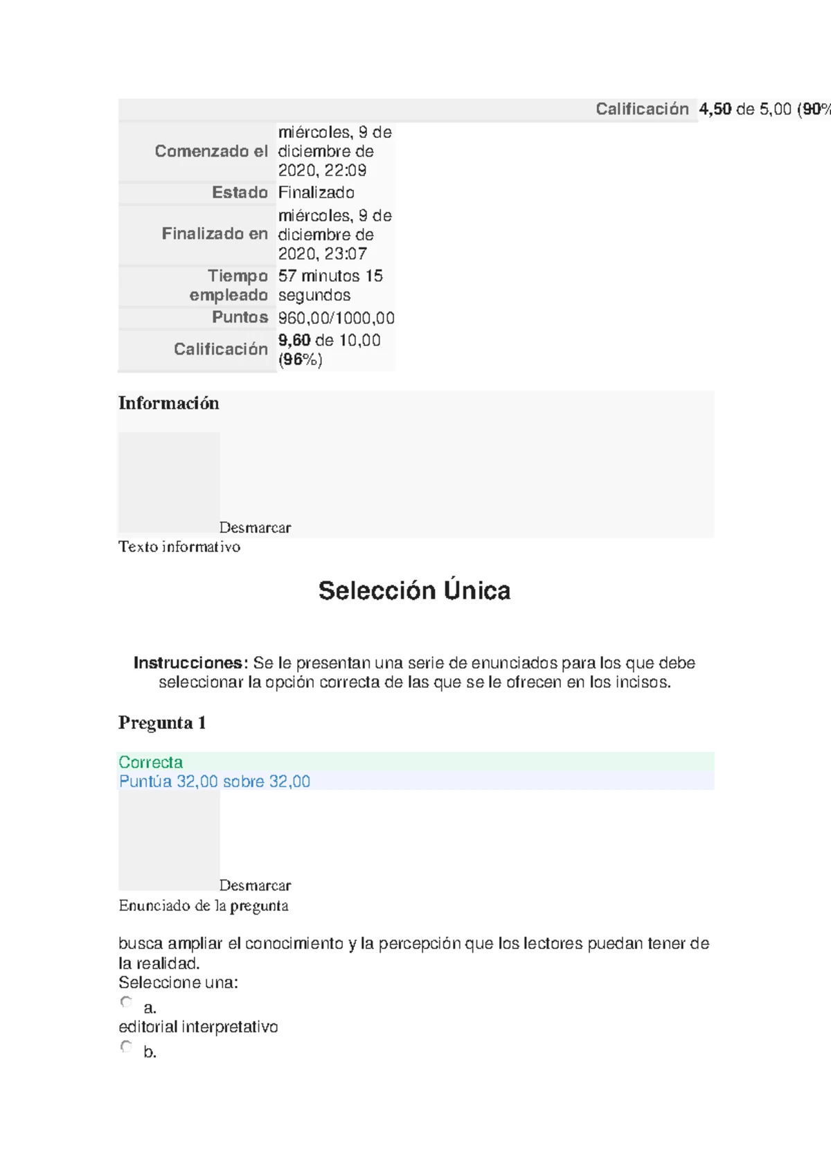 Actividad 15 - Cuestionario - Español General EG011 - Área personal - Cursos - EN CURSO ...