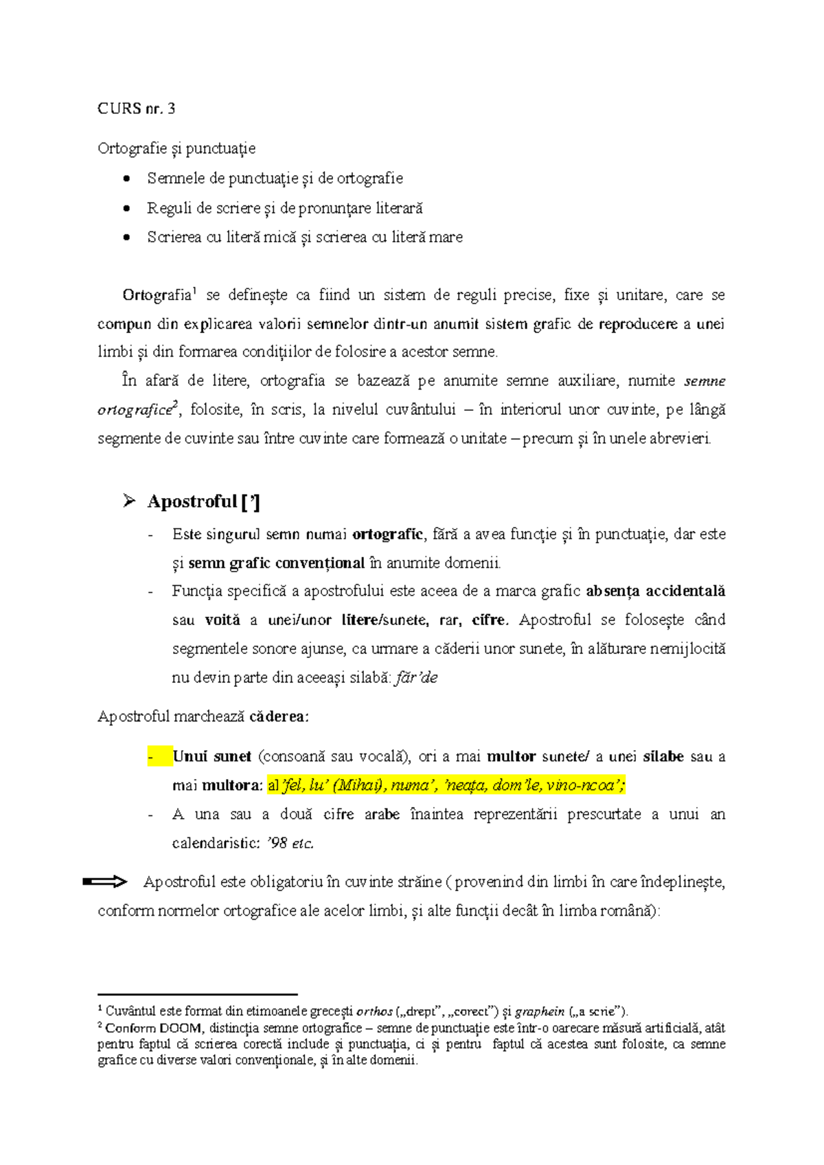 Punctuație și Ortografie - Curs Nr. 3: Reguli și Semne Descriptive ...