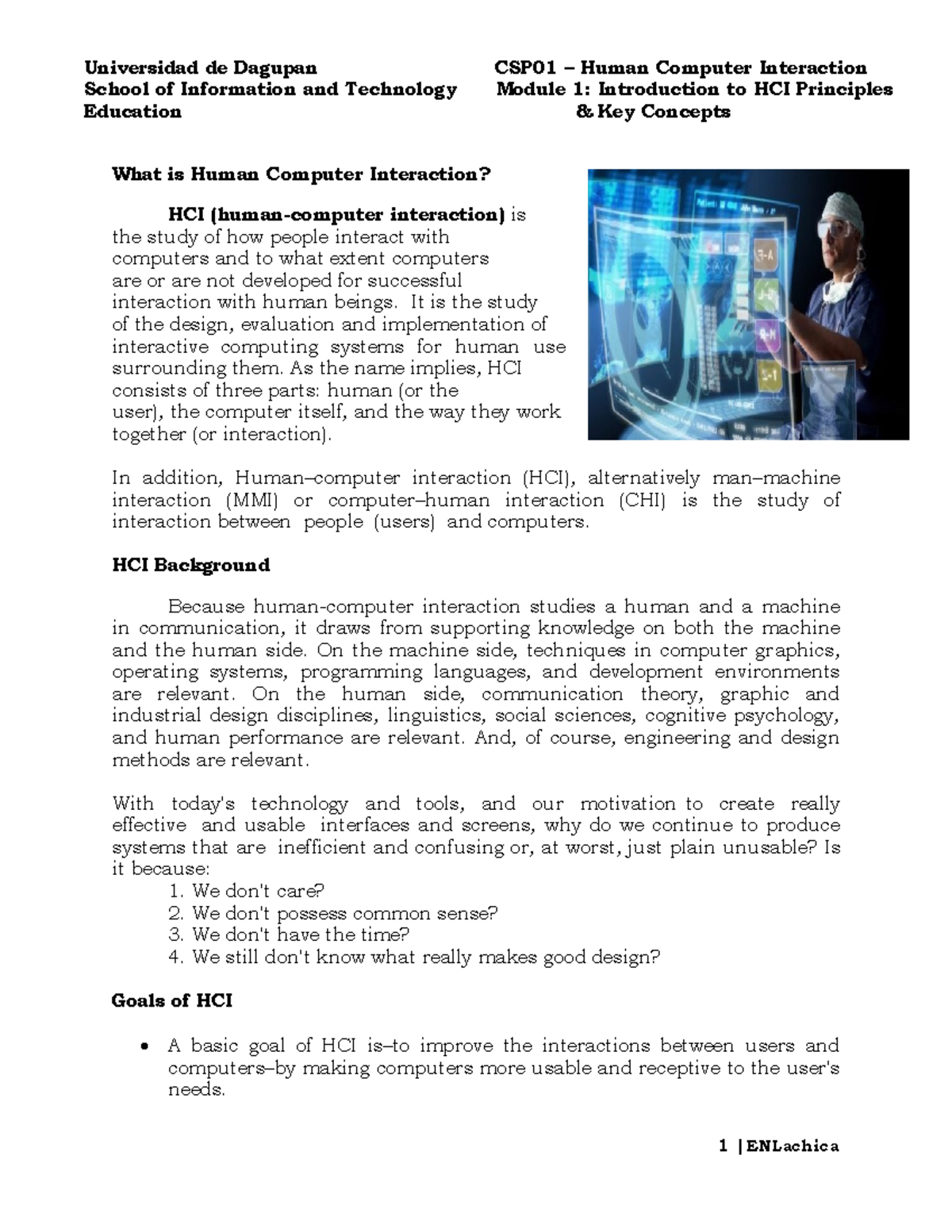 Intro To HCI Module 1 Prelim - School of Information and Technology ...