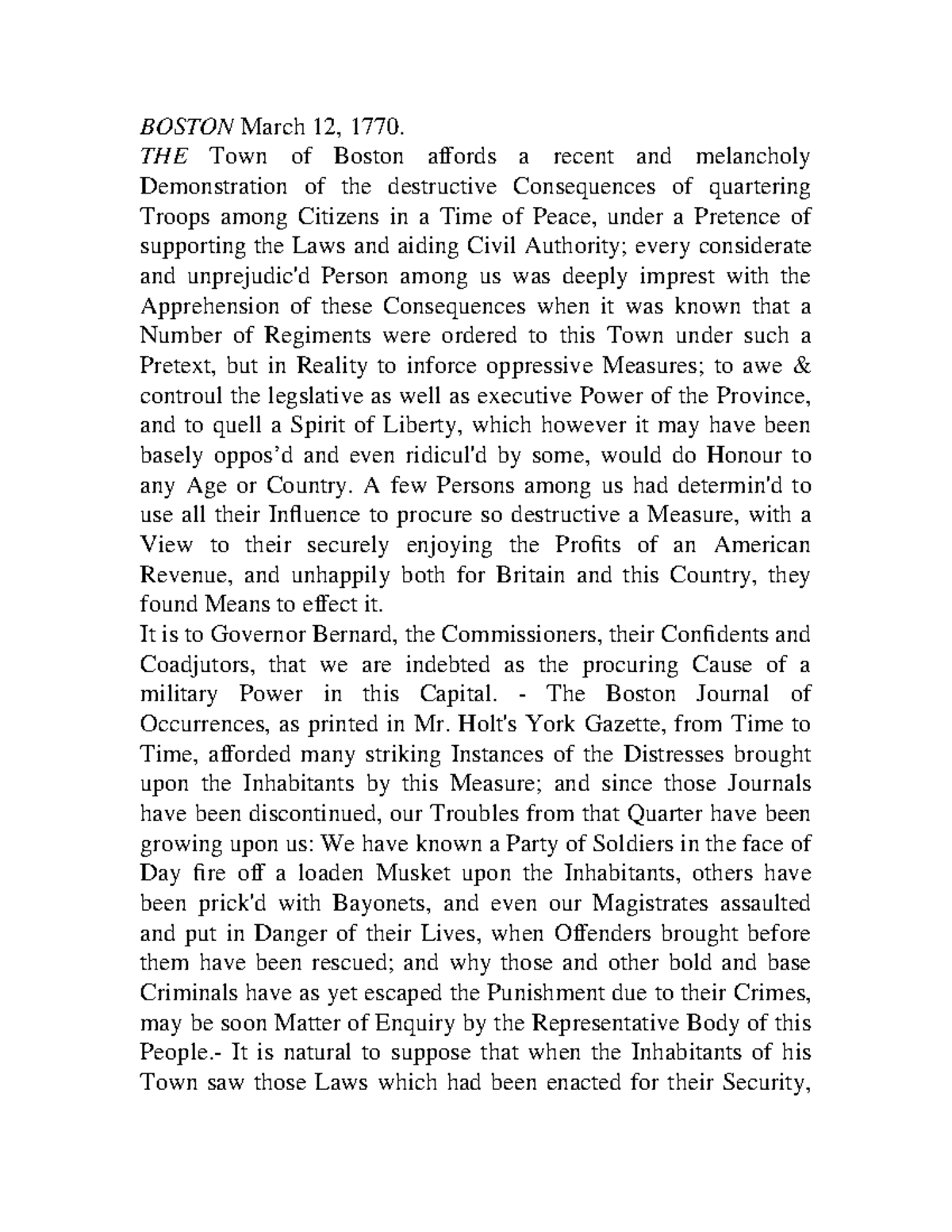 Boston Massacre: A Detailed Account of the Events of March 1770 - Studocu