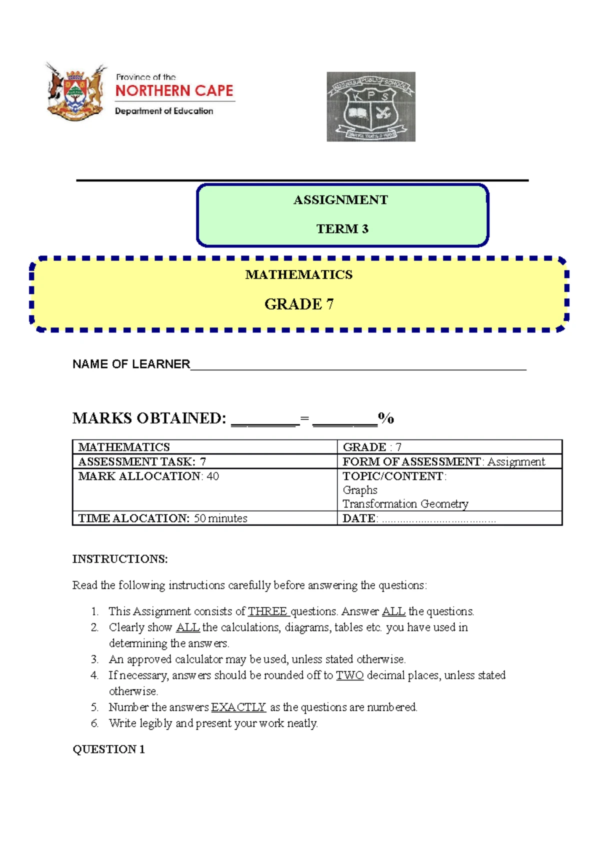 Grade 5 Mathematics June 2022 Exam Paper - Tom Newby School - Studocu