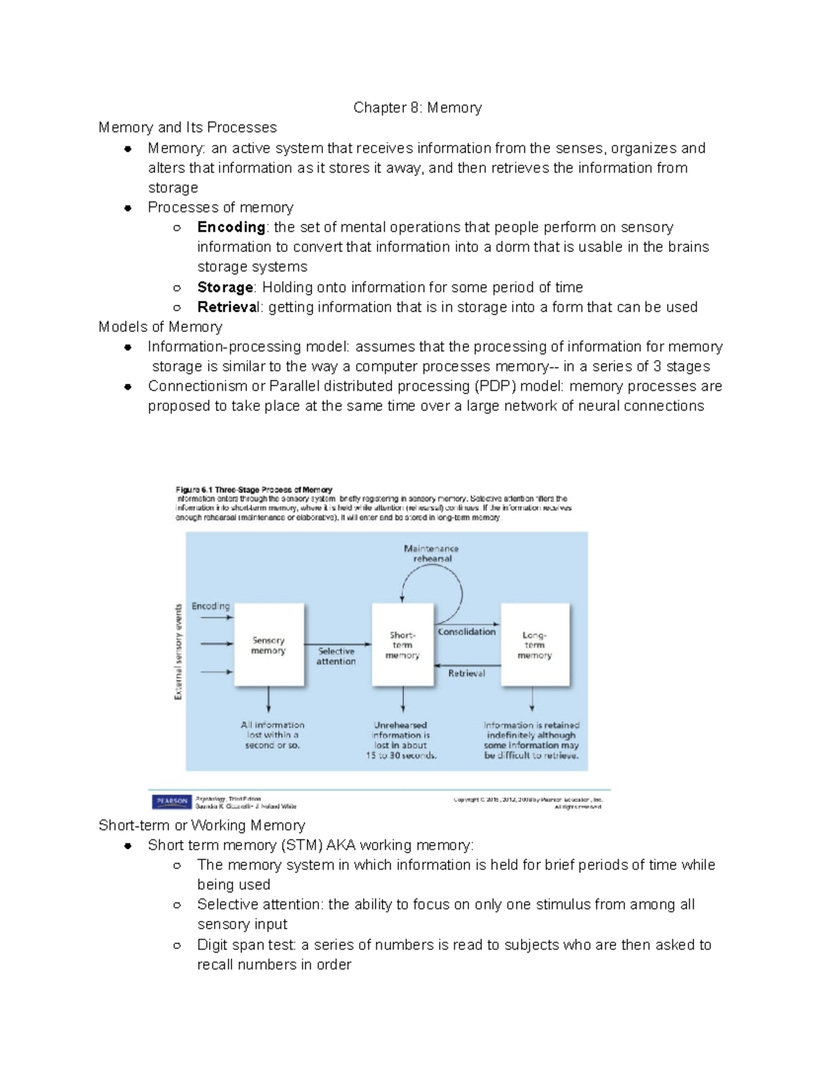 Psychology PSY101 - Chapter 8 Memory: Key Concepts & Processes - Studocu