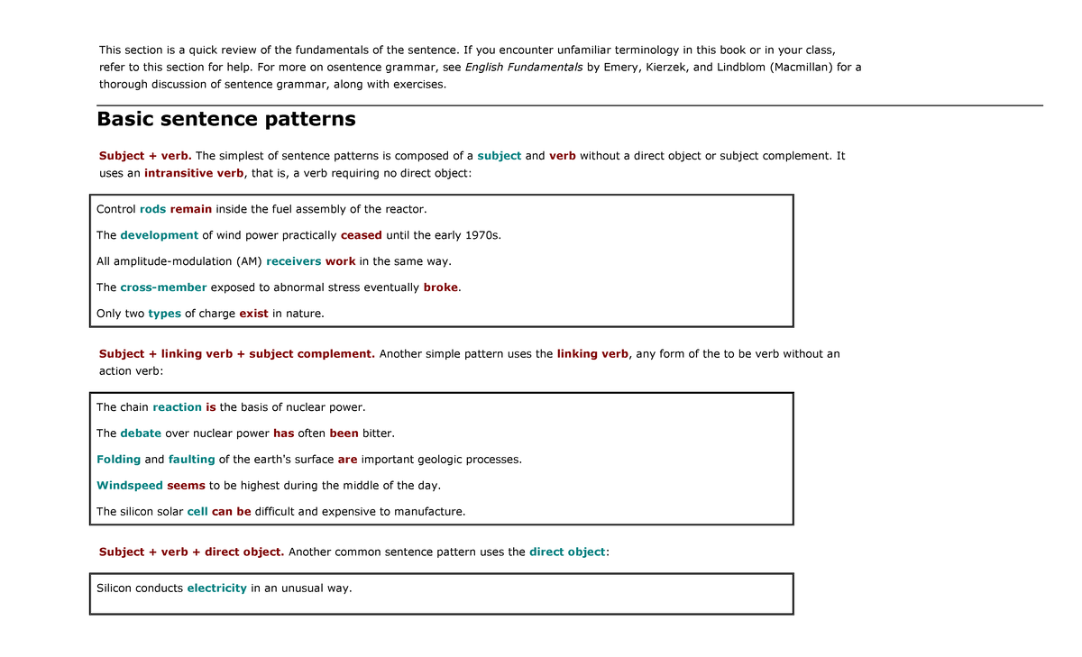 Quick Review of Sentence Fundamentals for English 101 - Studocu