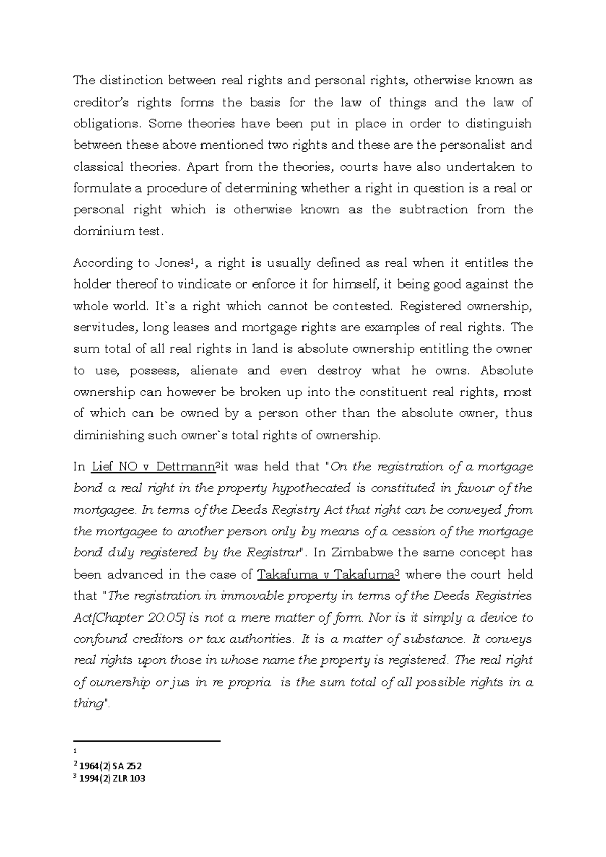 Understanding Real vs. Personal Rights: A Study Guide (Law 101) - Studocu