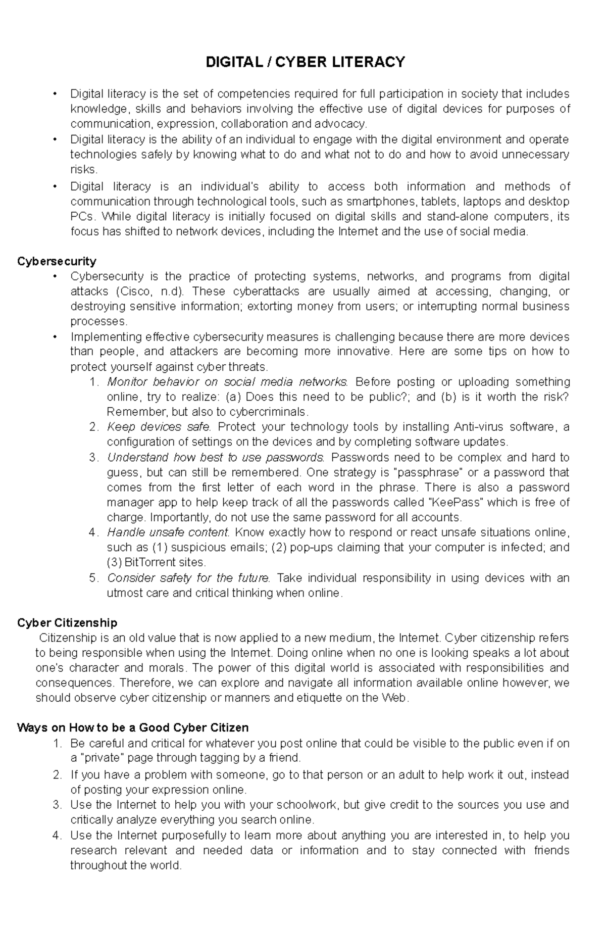 Building and Enhancing New Literacies - DIGITAL / CYBER LITERACY ...