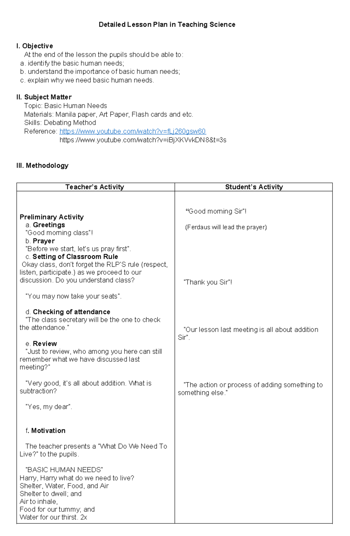 Detailed Lesson Plan Faradien Science Teaching Demo - Detailed Lesson ...