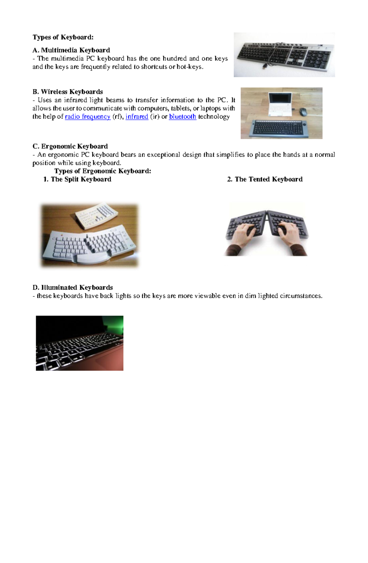 Types of Keyboards and Printers: Comprehensive Overview (IT 101) - Studocu